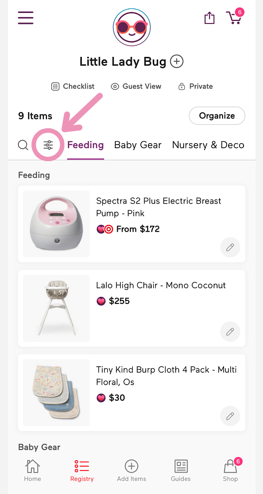 How do I organize my registry? – Babylist Help Center